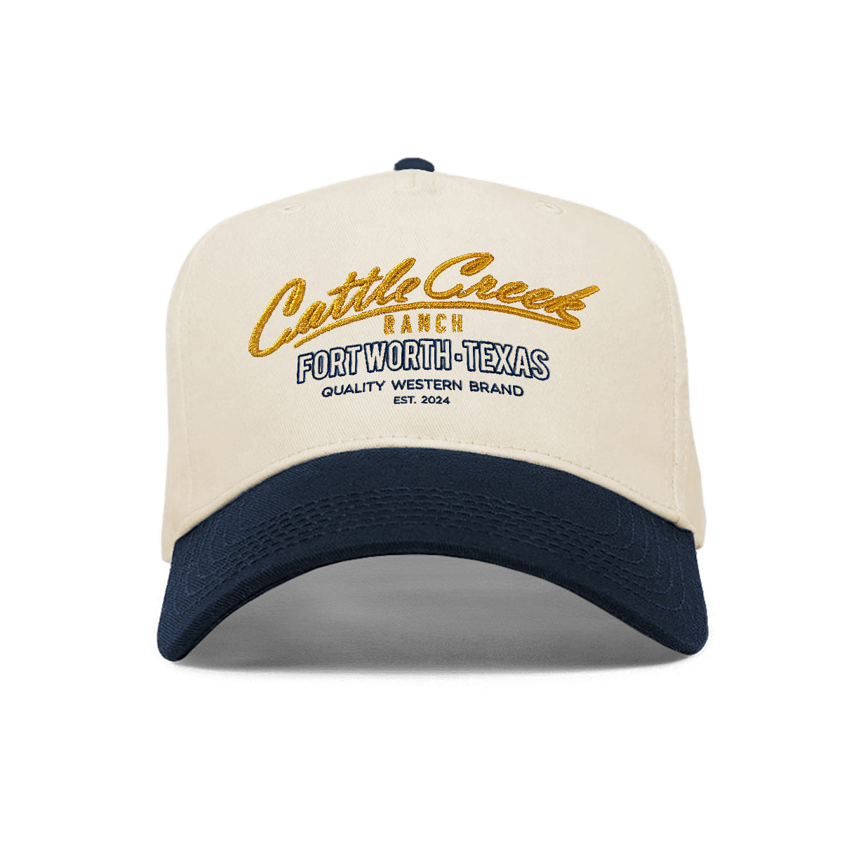 Cattle Creek Ranch Quality 3D Trucker Hat | Natural Navy